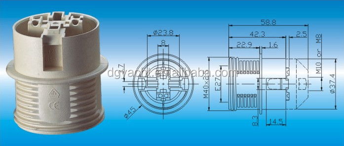 E27 Light Socket - Reliable Bulb Holder with Insulating Cap