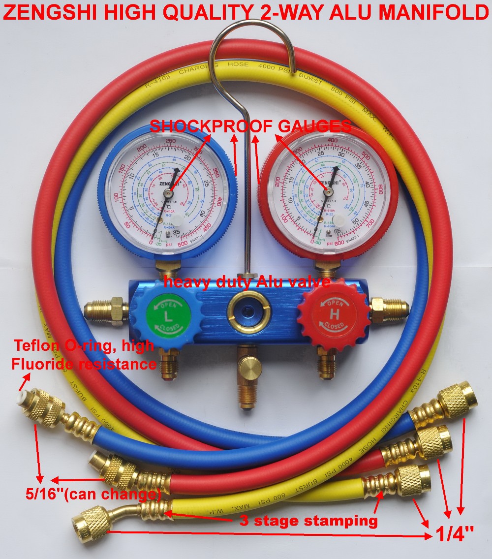Manifold Gauge R410a/r22/r134a/r404 - ZENGSHI Aluminum Set