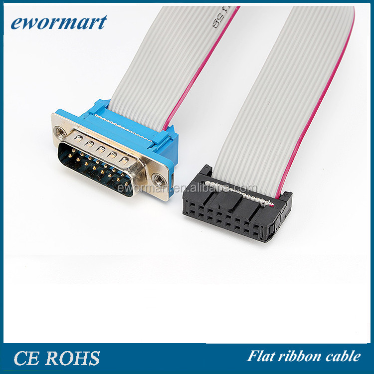 Db15 To Idc16 2.54mm Flat Ribbon Cable 15 Pin Idc Cable 2*8p - Buy 16 Pin Ribbon Cable,16 Pin ...