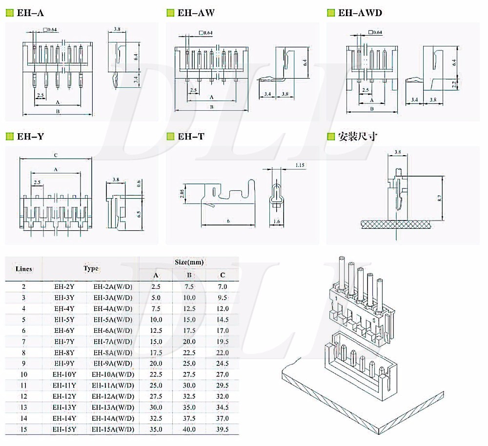 Jst Eh 2.5mm Pitch B2b-eh-a B3b-eh-a B4b-eh-a B5b-eh-a(lf)(sn) Electronic Connector ...
