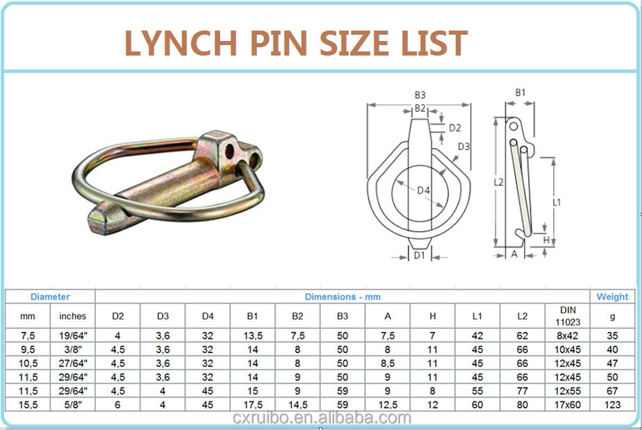 DIN11023 Spring Steel Lynch Locking Pin 1/4inch 3/8inch